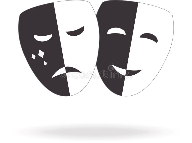 Theater Icon with Happy and Sad Masks Stock Vector - Illustration of ...