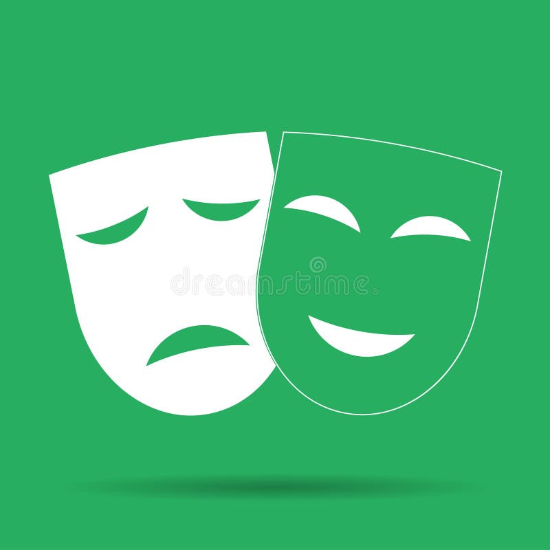 Theater Icon with Happy and Sad Masks Stock Vector - Illustration of ...