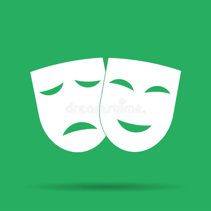 Theater Icon with Happy and Sad Masks Stock Vector - Illustration of ...