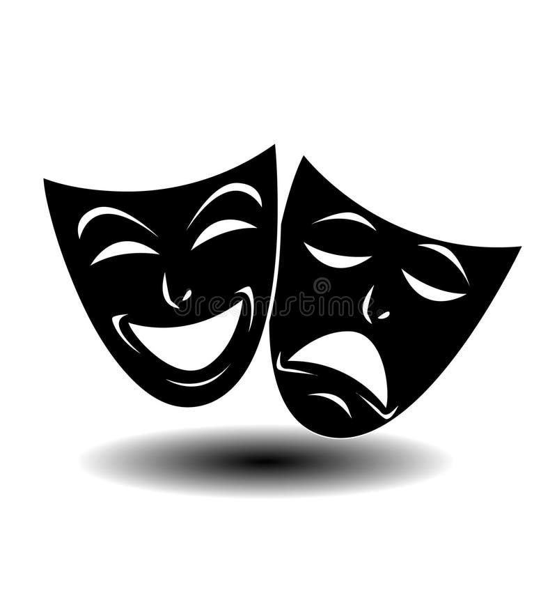 Theater Icon with Happy and Sad Masks Stock Vector - Illustration of ...
