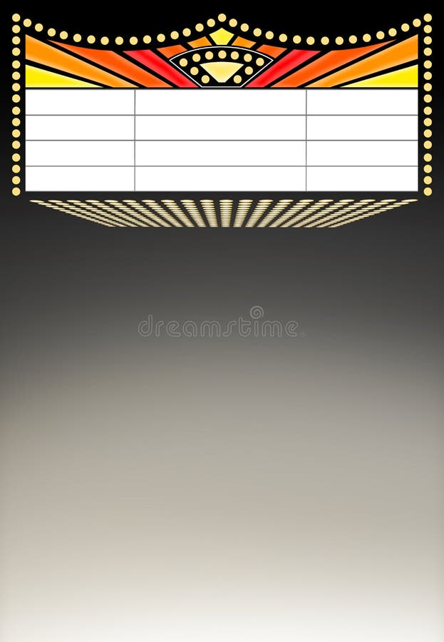 Theater Marquee Scene Sign Cinema Stock Illustration - Illustration of ...