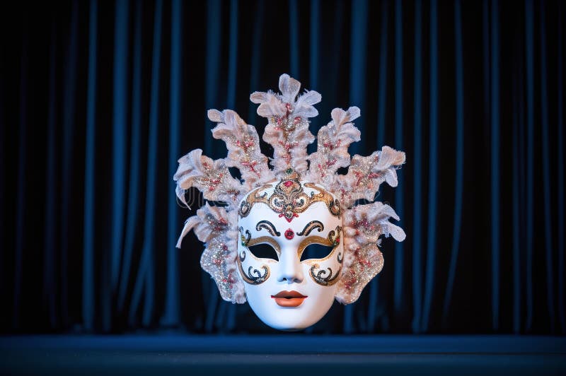 Theater Mask Illuminated in a Dreamlike Setting Stock Illustration ...