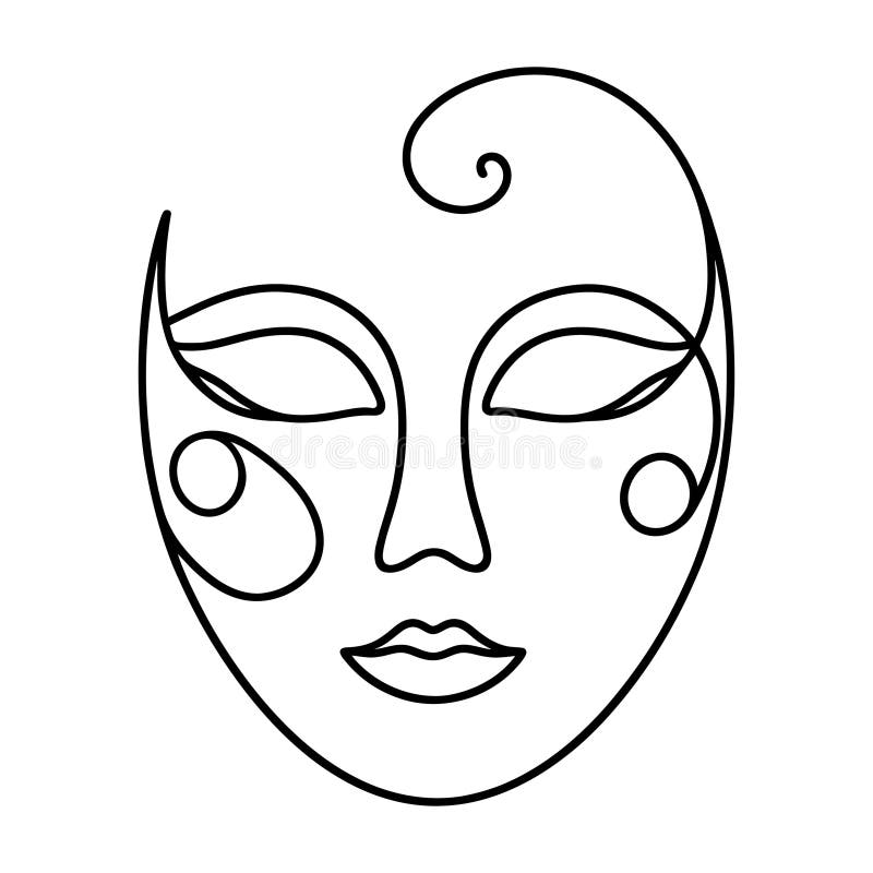 Theater Mask One Line Continuous Line Art Stock Vector - Illustration ...