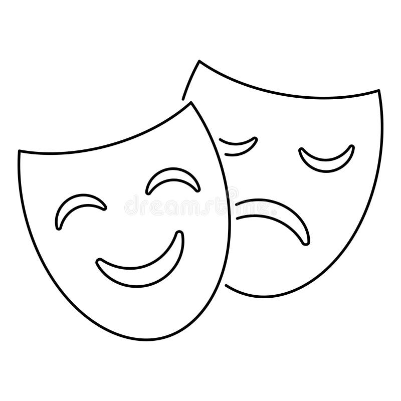 Theater Mask Outline Stock Illustrations – 6,342 Theater Mask Outline ...