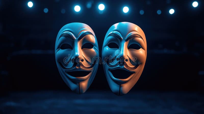 Theater Masks of Comedy and Tragedy Under Dramatic Lighting. Generative ...