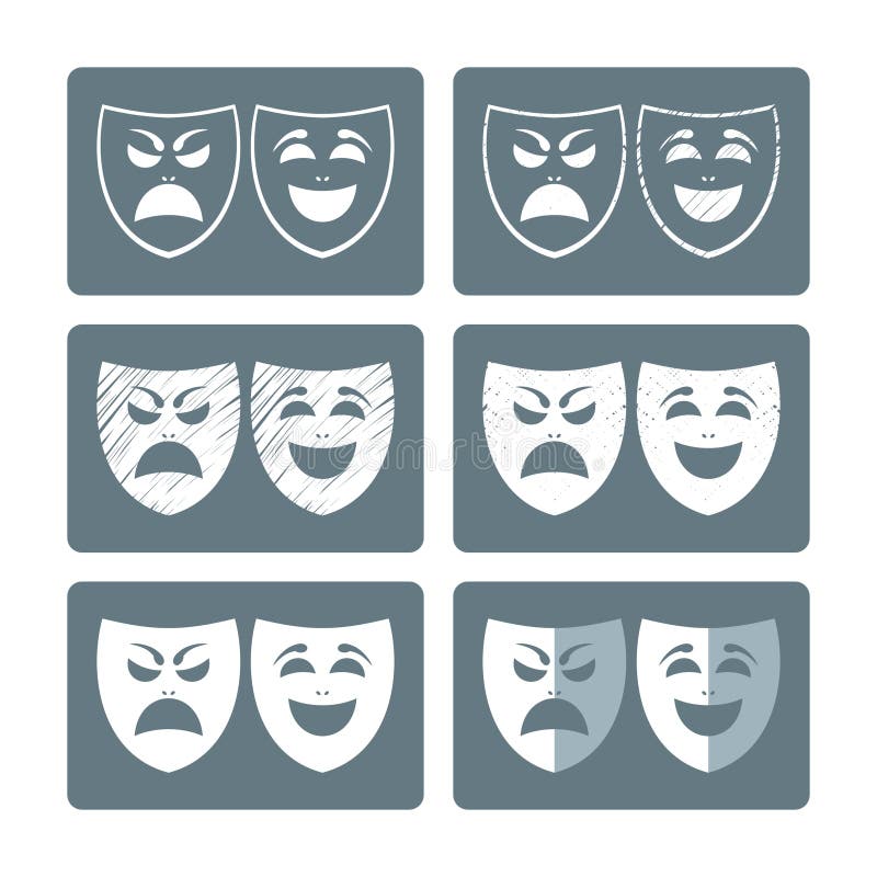 Theater masks icons stock vector. Illustration of acting - 45750667