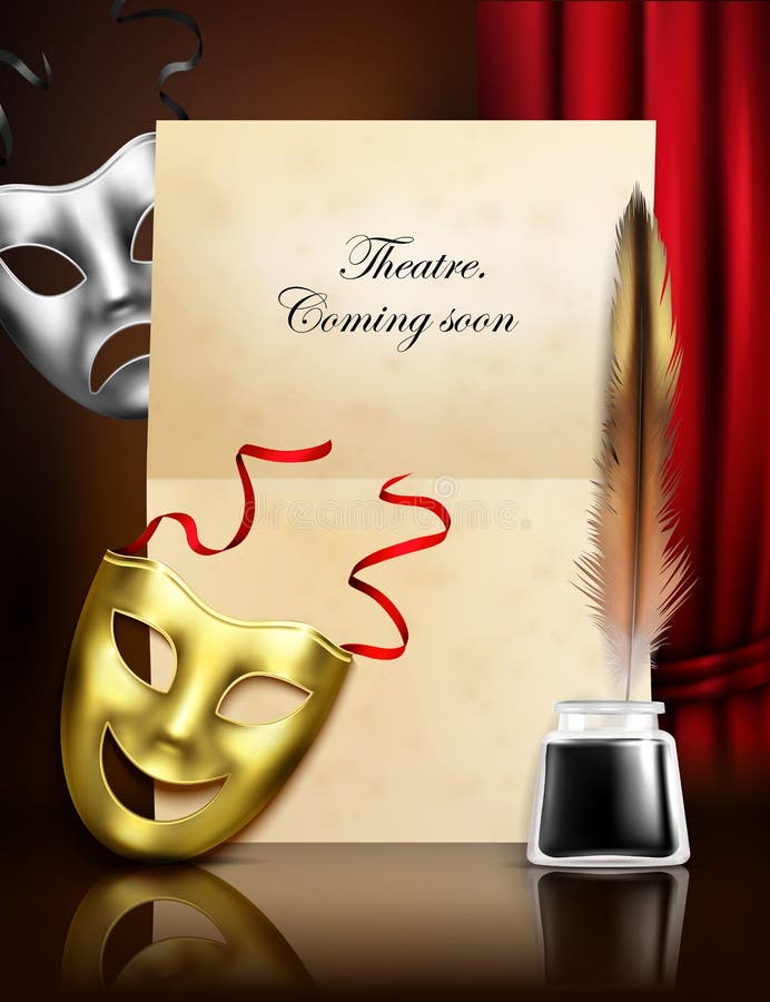 Theater Masks Realistic Composition Stock Vector - Illustration of ...