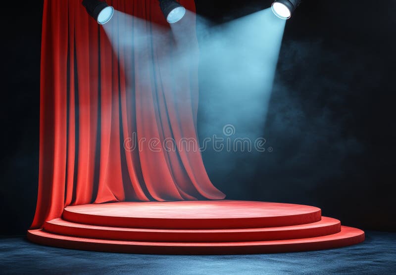 Theater Performance with Red Curtains and a Stage Spotlight, Drama ...