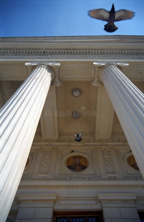 Theater with Pigeon Soaring Stock Image - Image of architecture ...