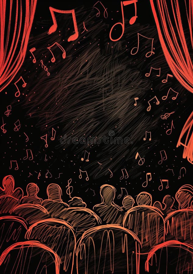 A Theater Promotion Poster Background with a Modern Simple Doodle ...