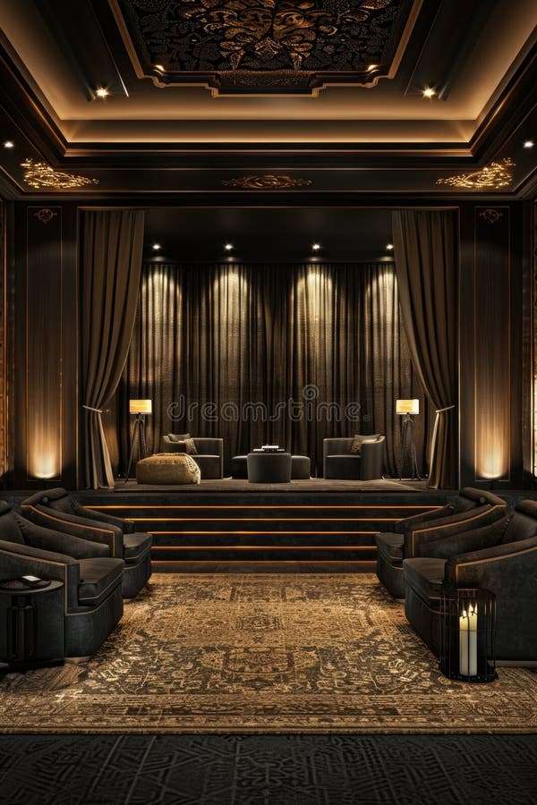A Theater Room with a Stage and Seating Area Stock Photo - Image of ...