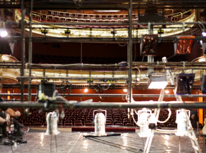 Theater Scene In Preparation, Stage And Audience Stock Image - Image of ...