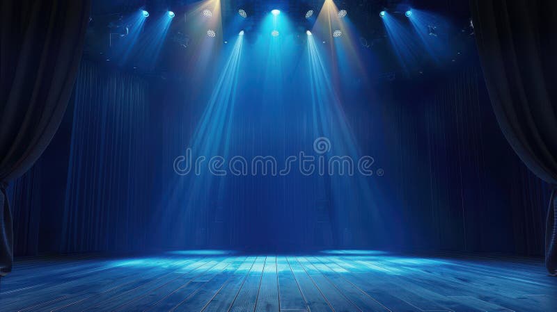 Theater Scene Ready for Showtime with Elegant Stage Curtains Stock ...
