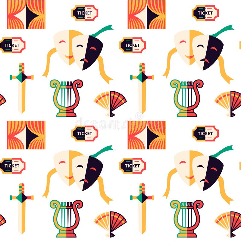 Theater Seamless Pattern stock vector. Illustration of hall - 268852730