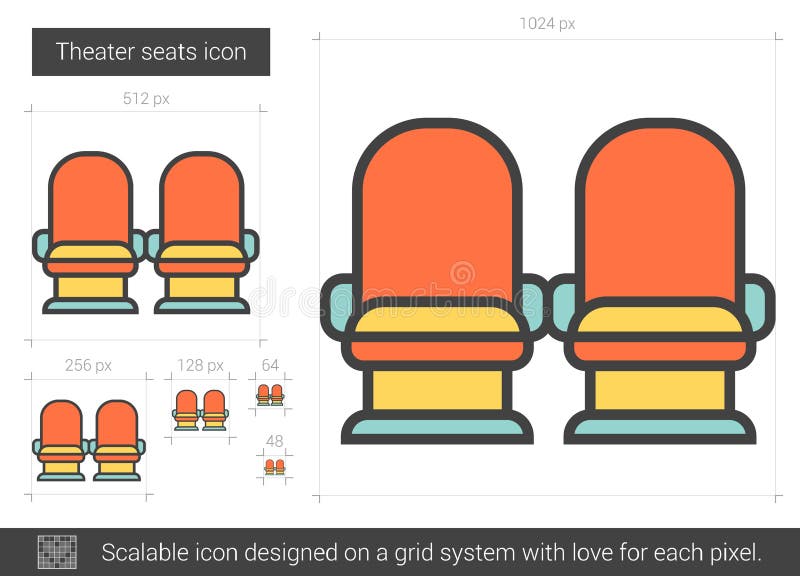 Theater seats line icon. stock vector. Illustration of isolated - 81059908