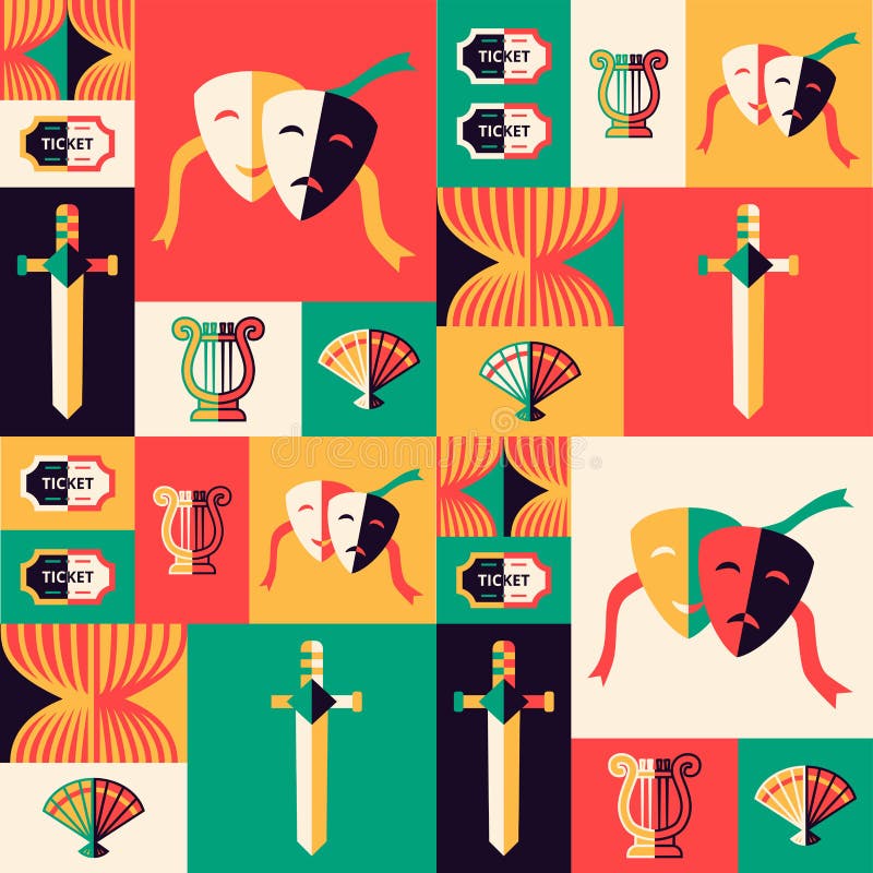 Theater Square Seamless Pattern Stock Vector - Illustration of ...