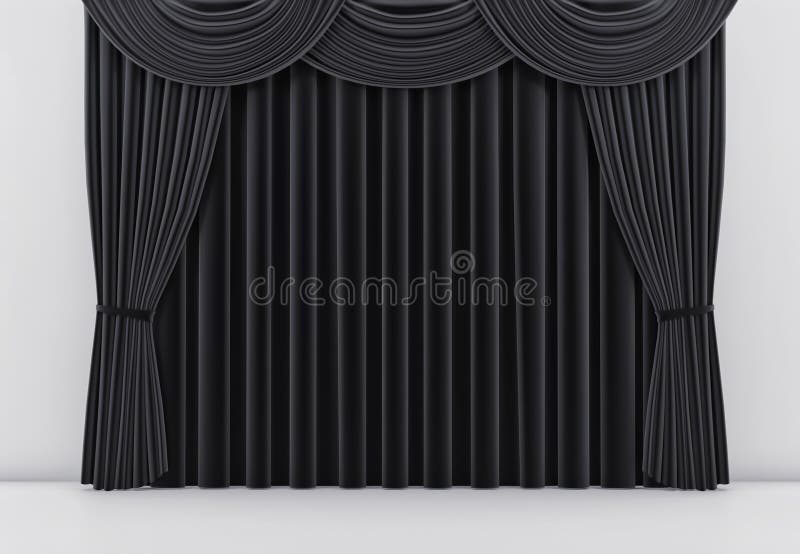 Theater Stage with Black Curtain. 3 D Render Stock Illustration ...