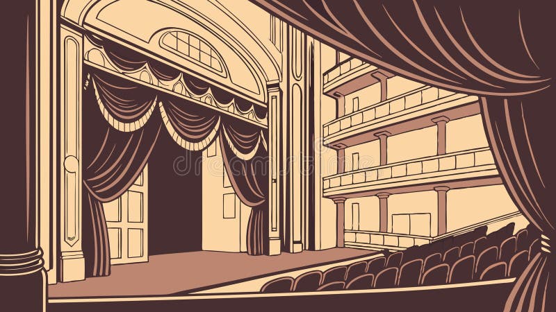 Theater Stage with Curtains, Performance Venue, and Dramatic Arts Scene ...