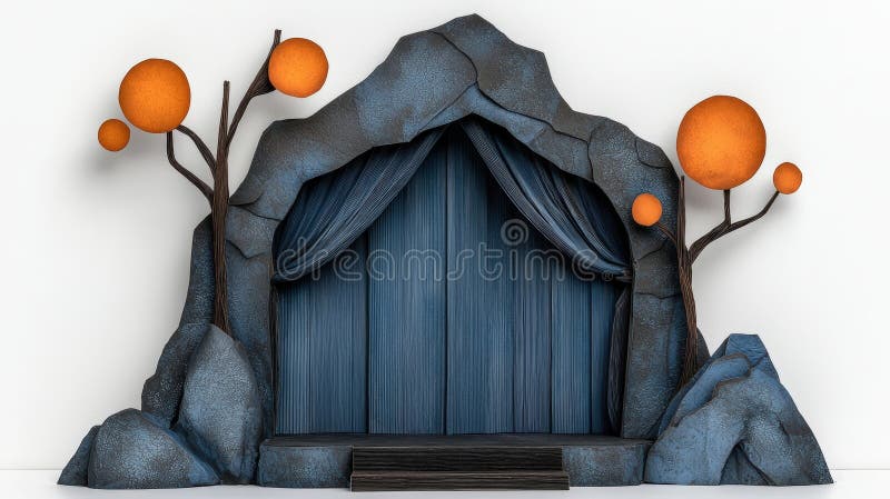Theater Stage Design with Natural Elements and Vibrant Colors White ...