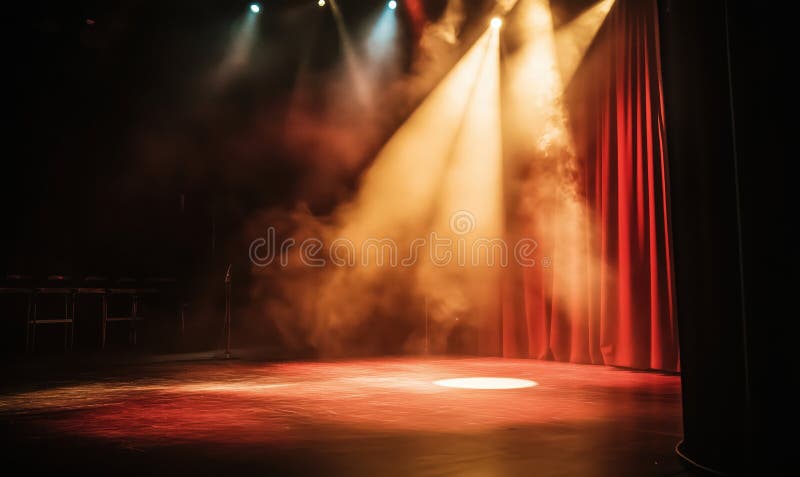 Theater Stage with Dramatic Lighting and Smoke Effects Creating an ...