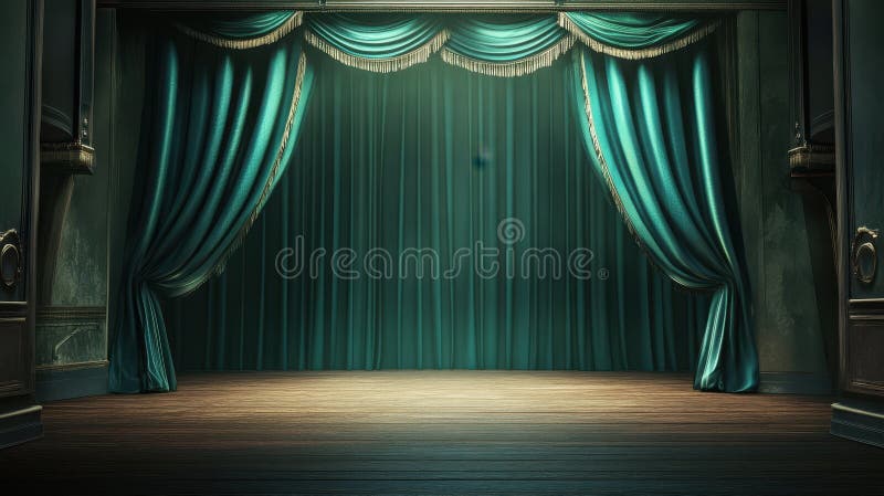 A Theater Stage with Elegant Curtains, Ready for a Performance Stock ...