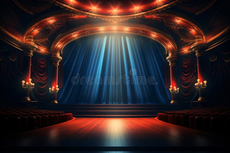 Theater Stage Light Background with Spotlight Illuminated the Stage for ...