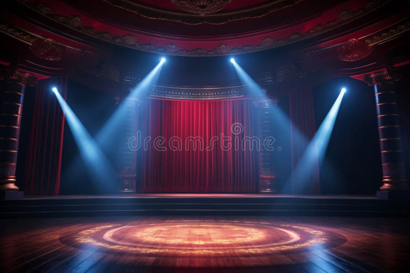 Theater Stage Light Background with Spotlight Illuminated the Stage for ...