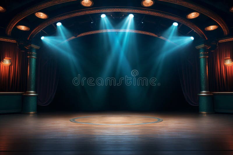 Theater Stage Light Background with Spotlight Illuminated the Stage for ...
