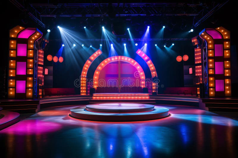 Theater Stage Light Background with Spotlight Illuminated the Stage for ...