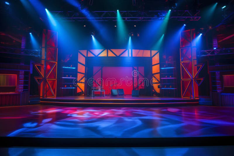 Empty Stage Light Background with Spotlight Illuminated Stage for ...