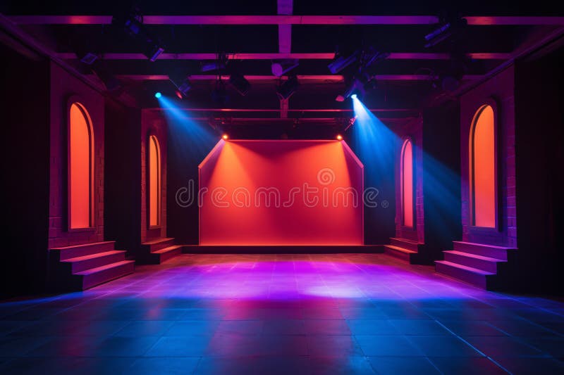 Theater Stage Light Background with Spotlight Illuminated the Stage for ...