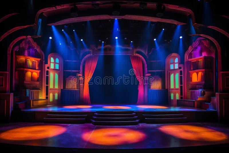 Theater Stage Light Background with Spotlight Illuminated the Stage for ...