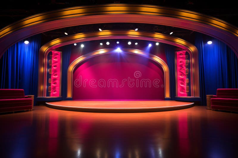 Theater Stage Light Background with Spotlight Illuminated the Stage for ...