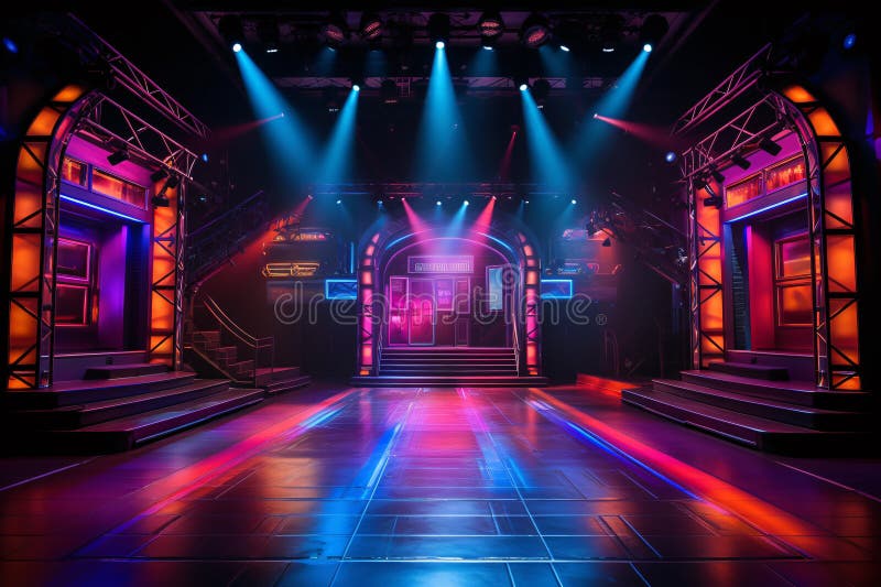 Theater Stage Light Background with Spotlight Illuminated the Stage for ...