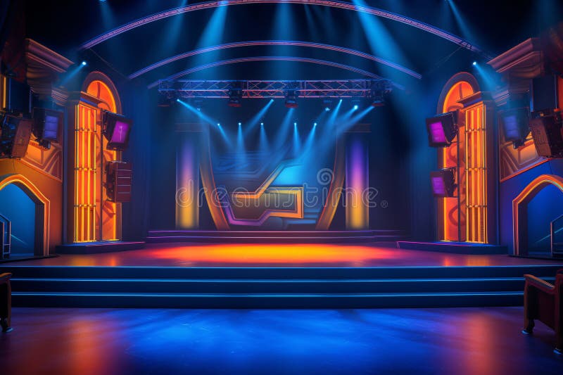 Theater Stage Light Background with Spotlight Illuminated the Stage for ...