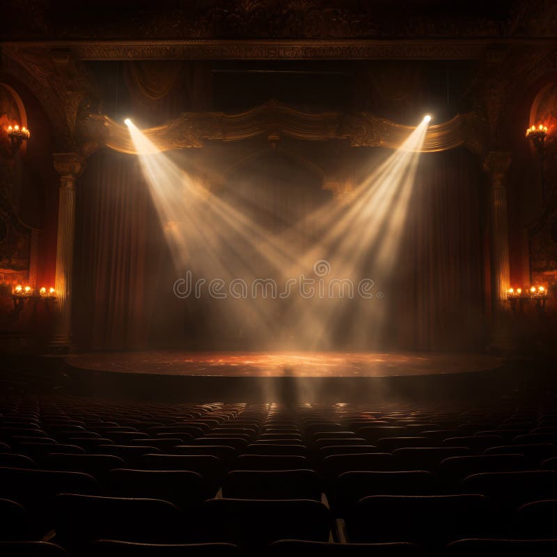Theater Stage Light Background with Spotlight Illuminated the Stage for ...