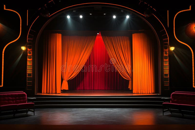 Theater Stage Light Background with Spotlight Illuminated the Stage for ...
