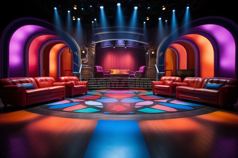 Theater Stage Light Background with Spotlight Illuminated the Stage for ...