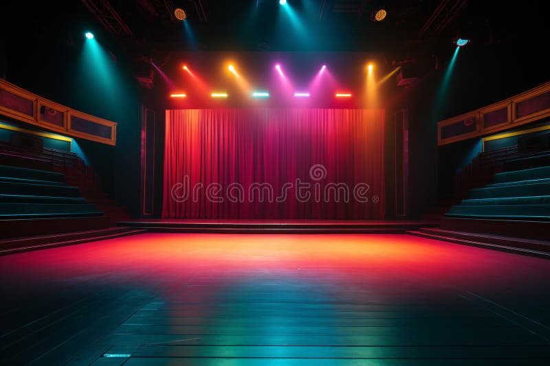 Theater Stage Light Background with Spotlight Illuminated Stage for ...