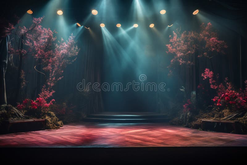 Theater Stage Light Background with Spotlight Illuminated the Stage for ...