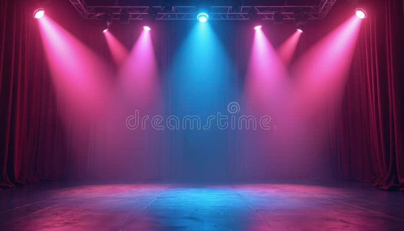 Theater Stage Light Background with Spotlight Illuminates Empty Scene ...