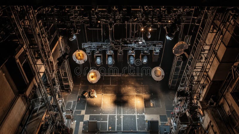 A Theater Stage with Lighting Equipment Setup Stock Illustration ...