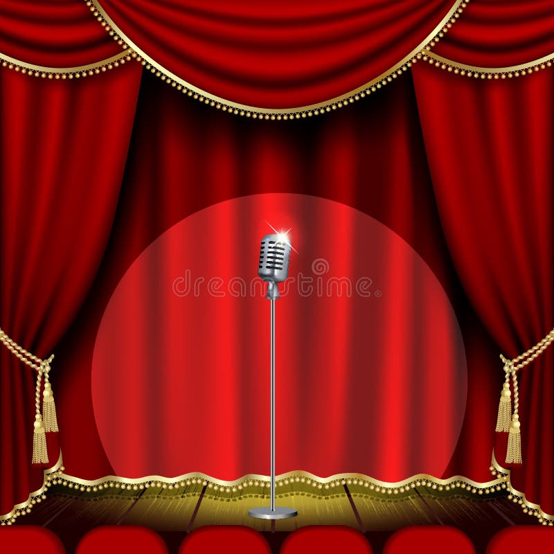 Theater Stage with Microphone Stock Vector - Illustration of awards ...