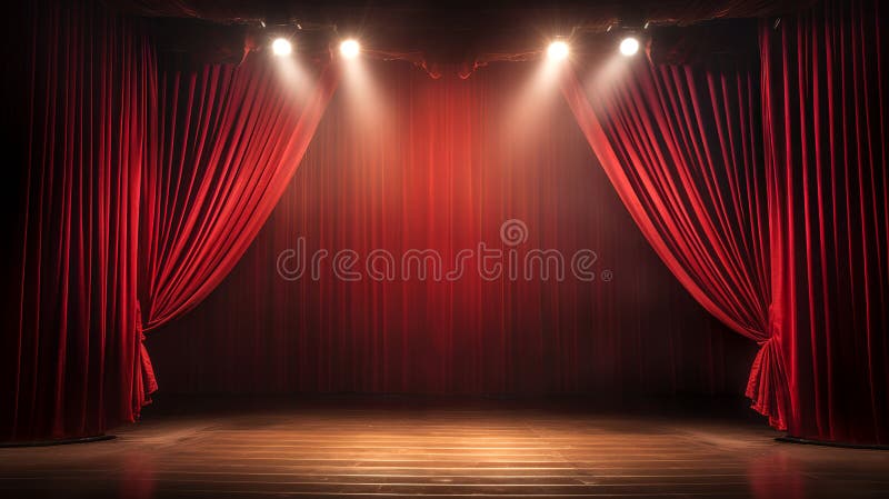Theater Stage Red Curtains Show Spotlight Stock Photo - Image of ...