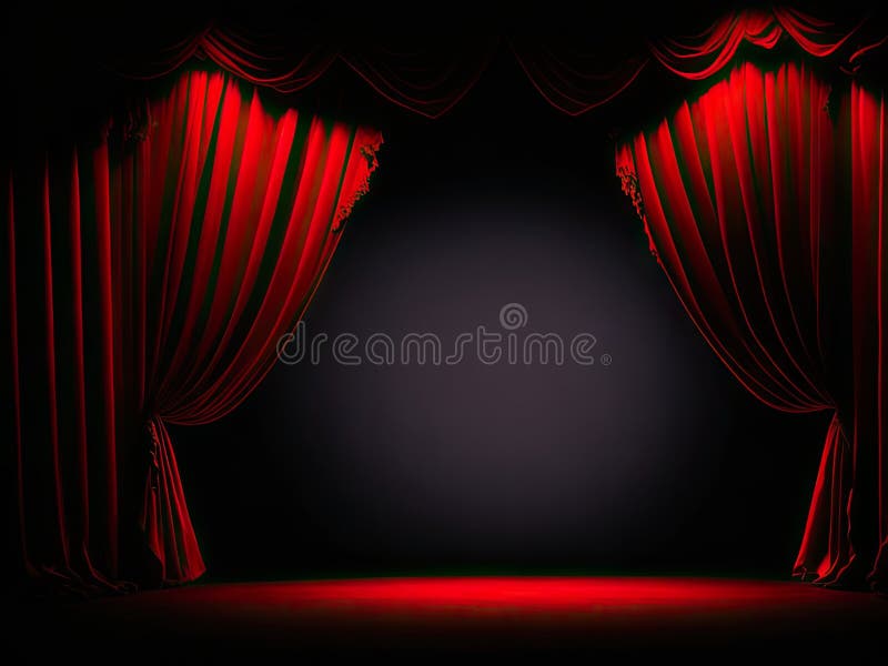 Theater Stage with Red Curtains and Spotlig. Ai Generative Stock ...