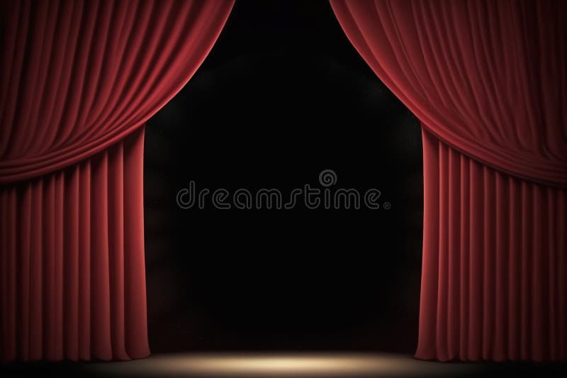 Theater Stage Red Curtains and Spotlight Created with Generative AI ...