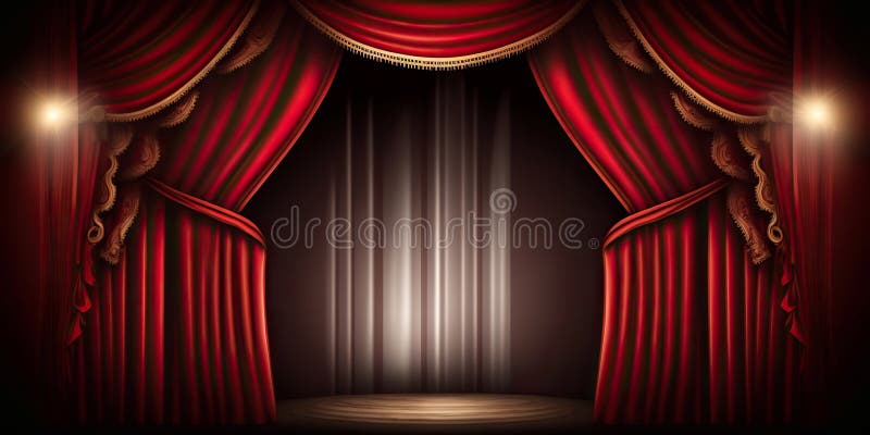 Theater Stage with Red Curtains, Spotlight, and Magic Show Vibes ...