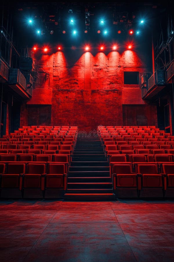 Theater Stage, a Vacant Theater Stage Featuring Vibrant Red Seating and ...