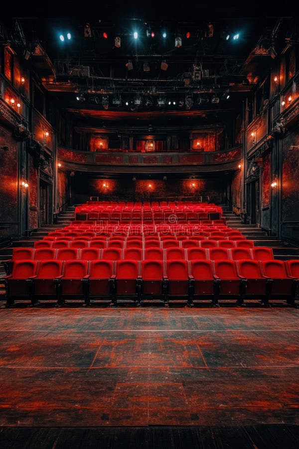 Theater Stage, a Vacant Theater Stage Featuring Vibrant Red Seating and ...