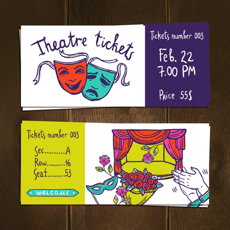 Theater Ticket Set stock illustration. Illustration of card - 49818315